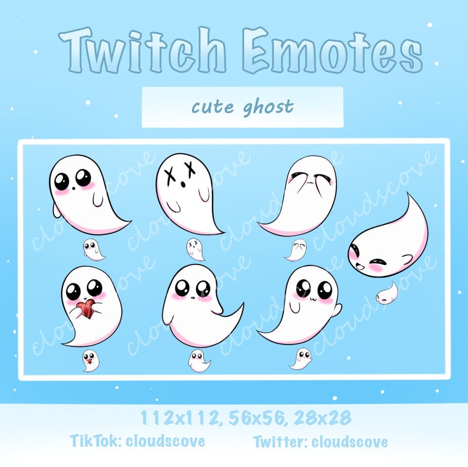7x Cute Ghost Chibi Emotes // Perfect for STREAMER // Twitch Streamer ...