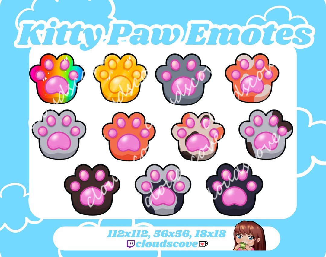 11x Kitty Cat Paw Emotes/badges TWITCH - Etsy