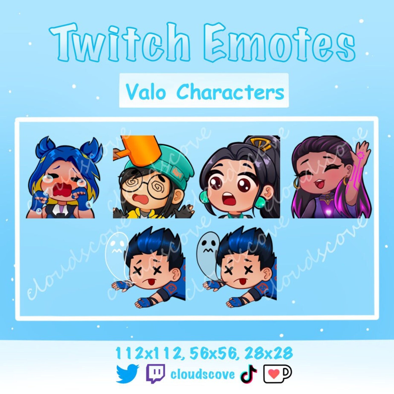 Valo Chibi Emotes // Twitch // Kill Joy // Sage // Ded Emote - Etsy