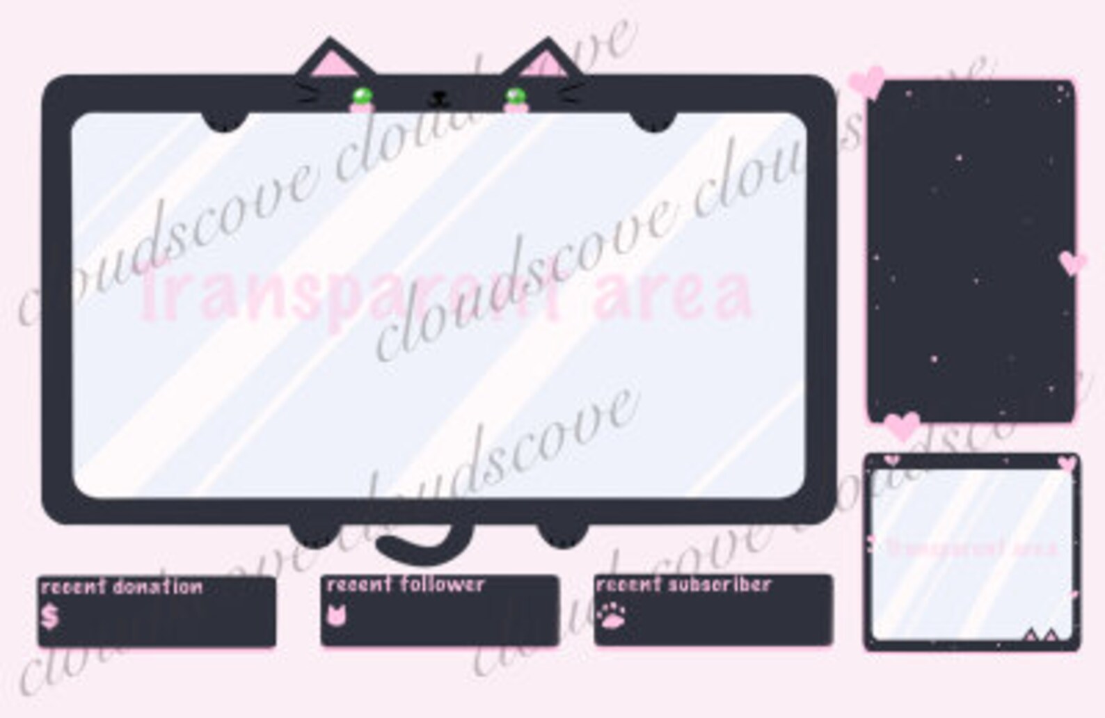 Black Cat Stream Overlay // Perfect for STREAMERS // Twitch Overlay ...
