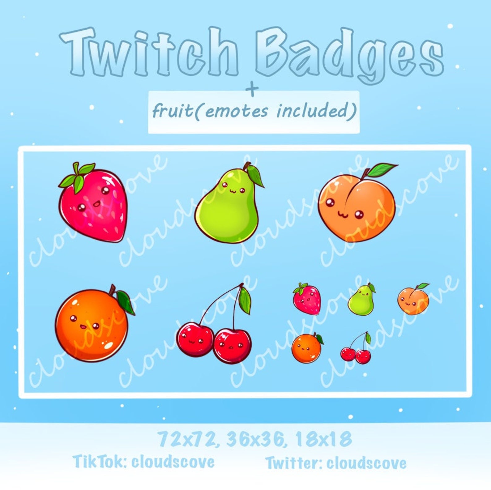 Chibi Fruits W Faces Emotes Badges Youtube Twitch Discord Cute Colorful ...