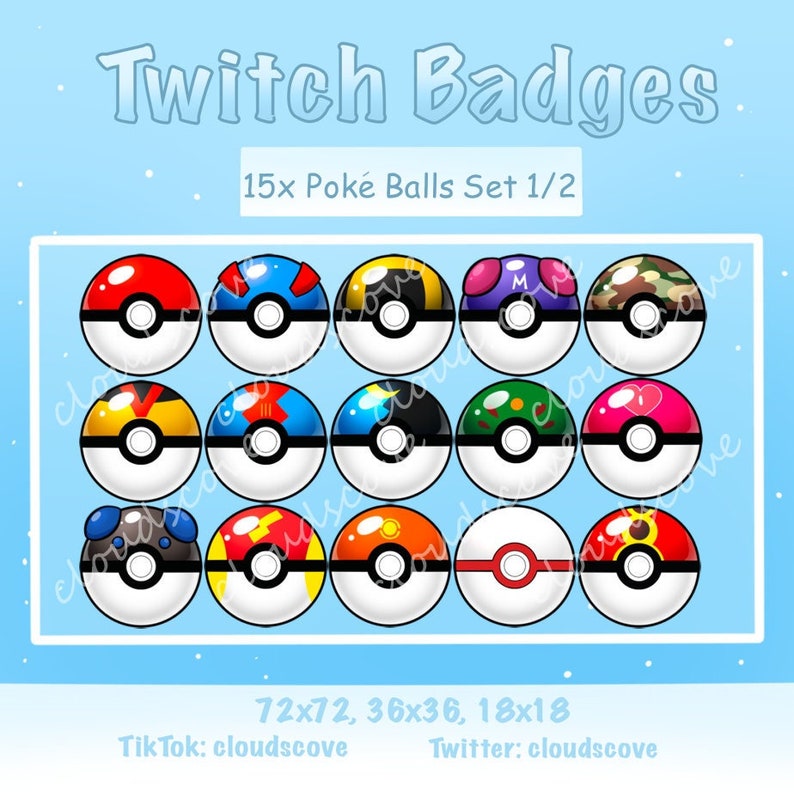 15x Pokeball Badges // Set for Twitch // Streamer Friendly // Youtube ...