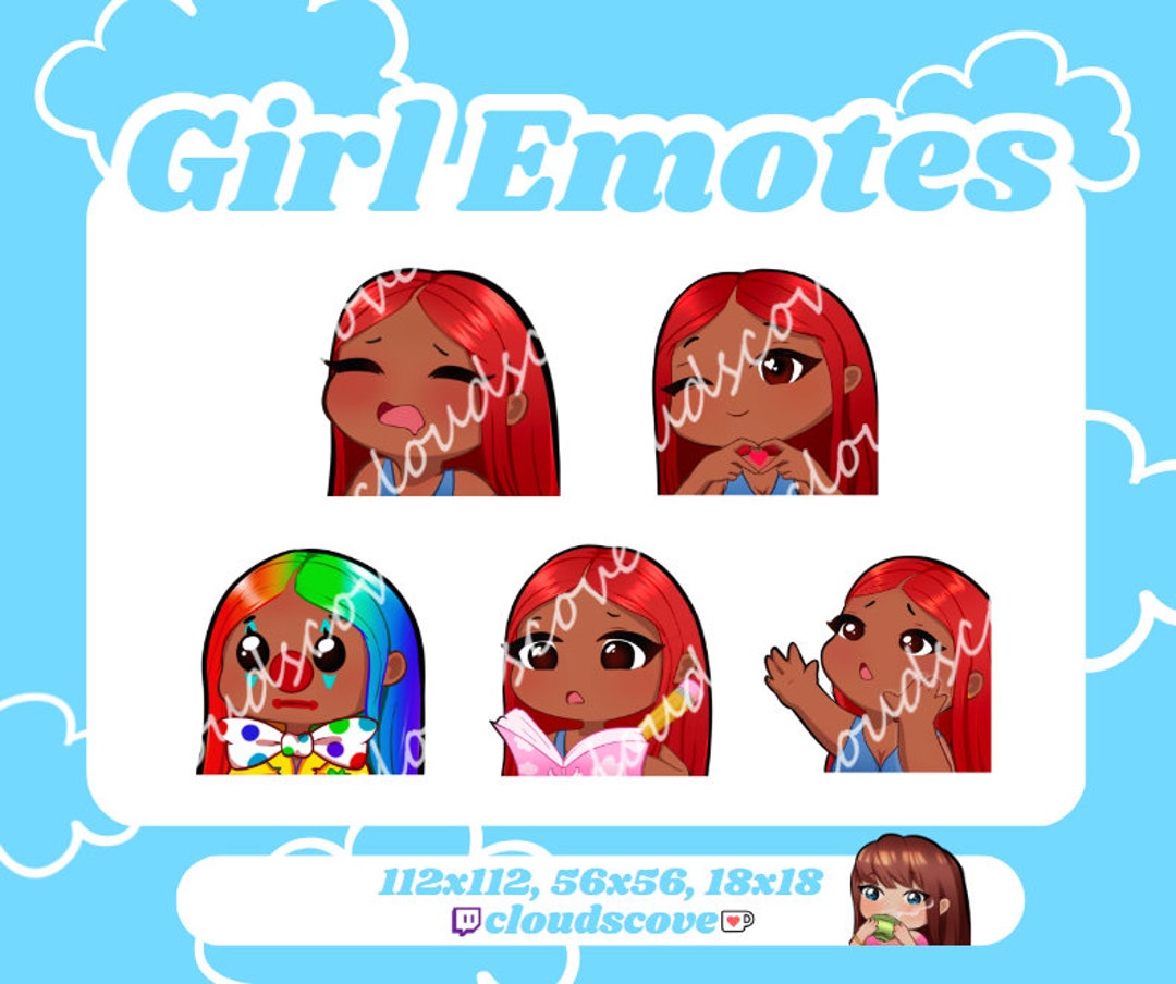 5x Red Hair Girl Emotes // Dark Tan // Streamer // Kick // Twitch ...