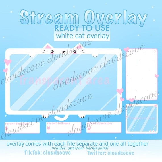 White Cat Stream Overlay // Perfect for STREAMERS // Twitch - Etsy