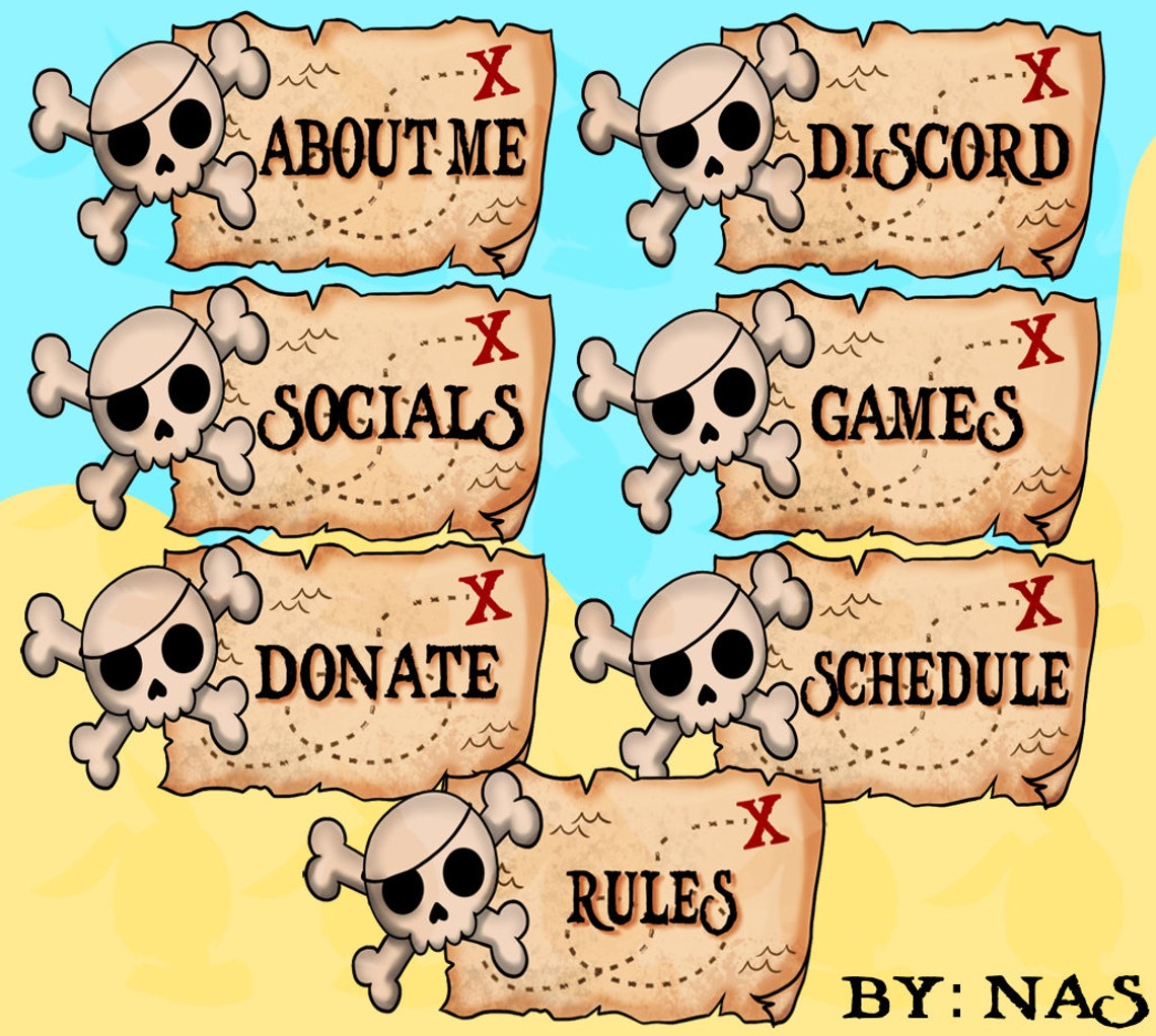 7x Twitch Pirate Treasure Map Panels | Etsy