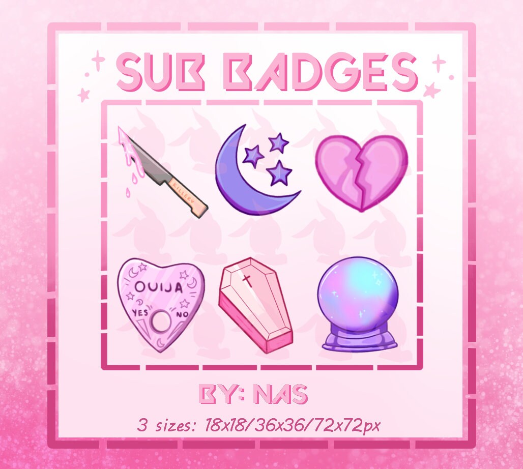 6x Twitch Sub Badges / Bit Badges / Emote Gothic Pastel Set | Etsy