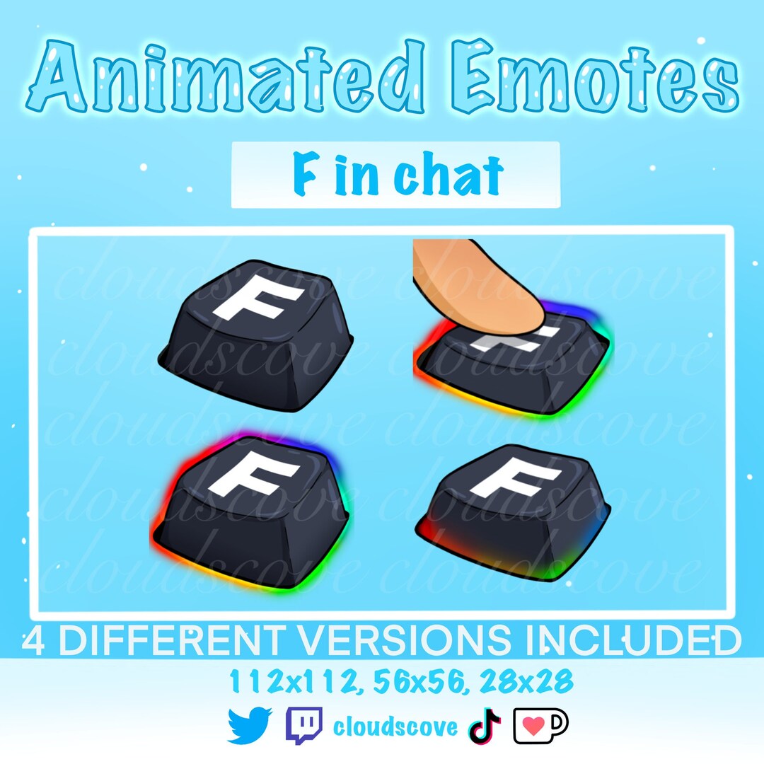 4x ANIMATED F in Chat EMOTES 4 Versions Included / Twitch Emotes / Cute ...