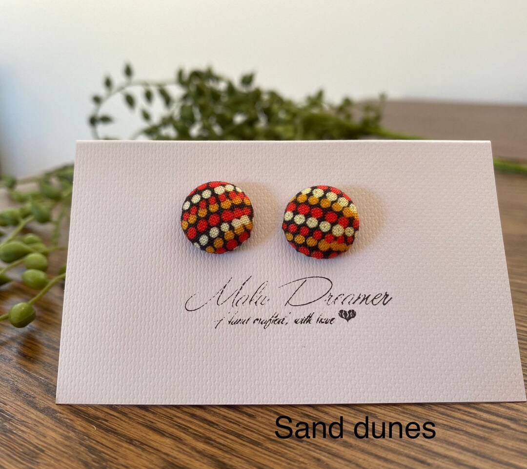Aboriginal Design Fabric Earrings I 15mm I Hand Made by Wiradjuri Women ...