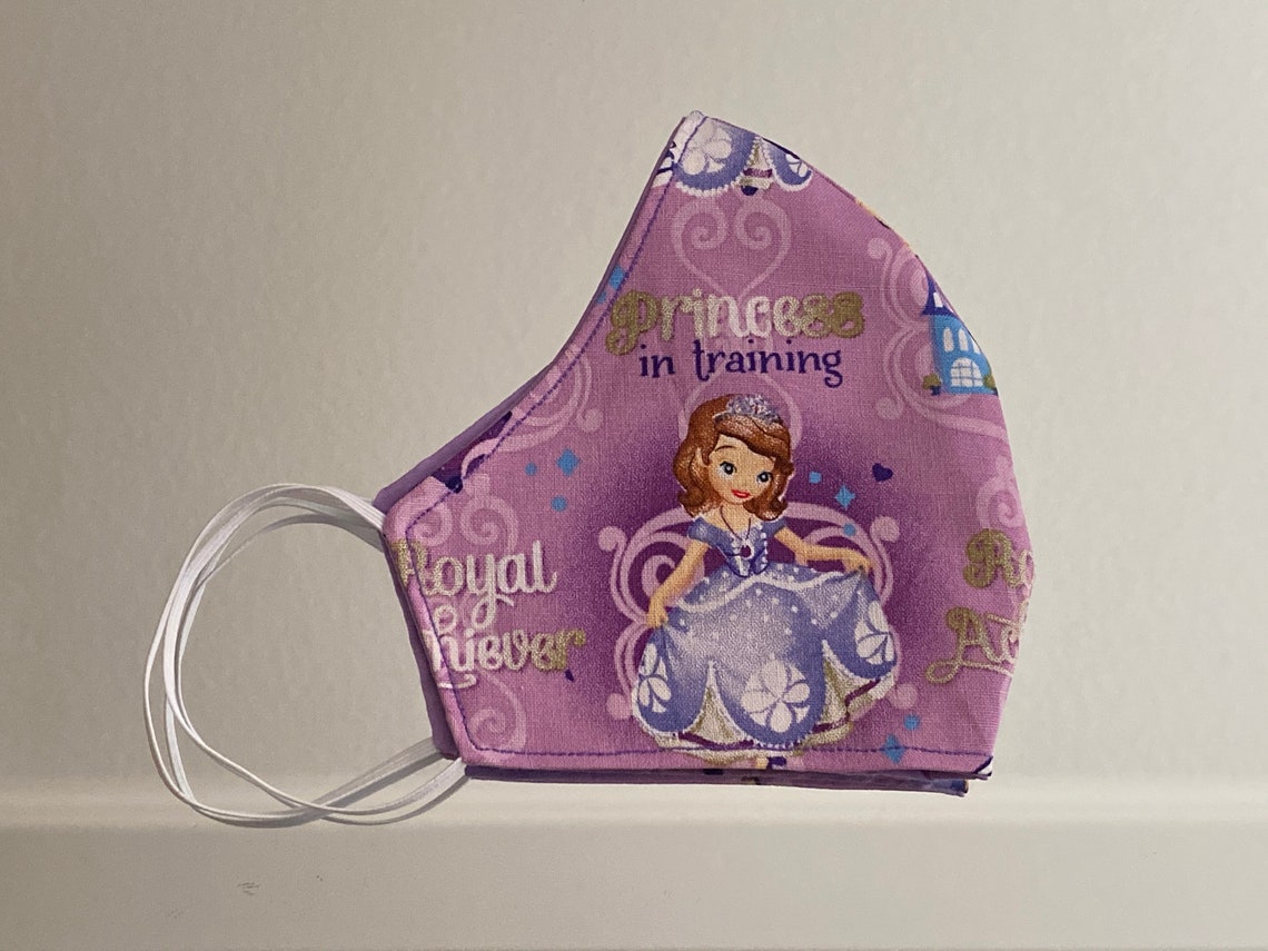 Reversible 100% Cotton Disney Sofia the First Kid Face Mask - Etsy