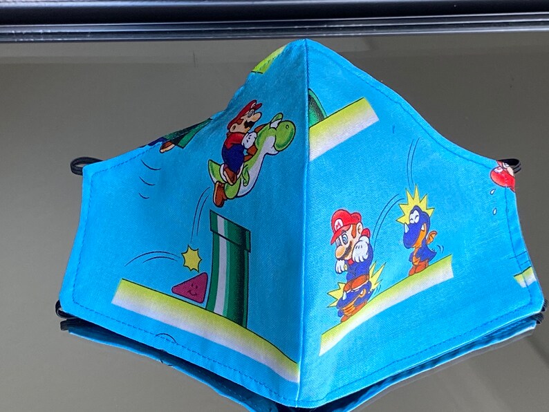Blue Super Mario and Yoshi Kid/Adult Face Mask FAST SHIPPING | Etsy