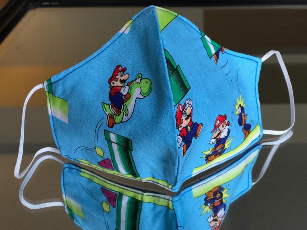 Blue Super Mario and Yoshi Kid/adult Face Mask FAST SHIPPING - Etsy
