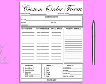 Quilt Order Form - Etsy