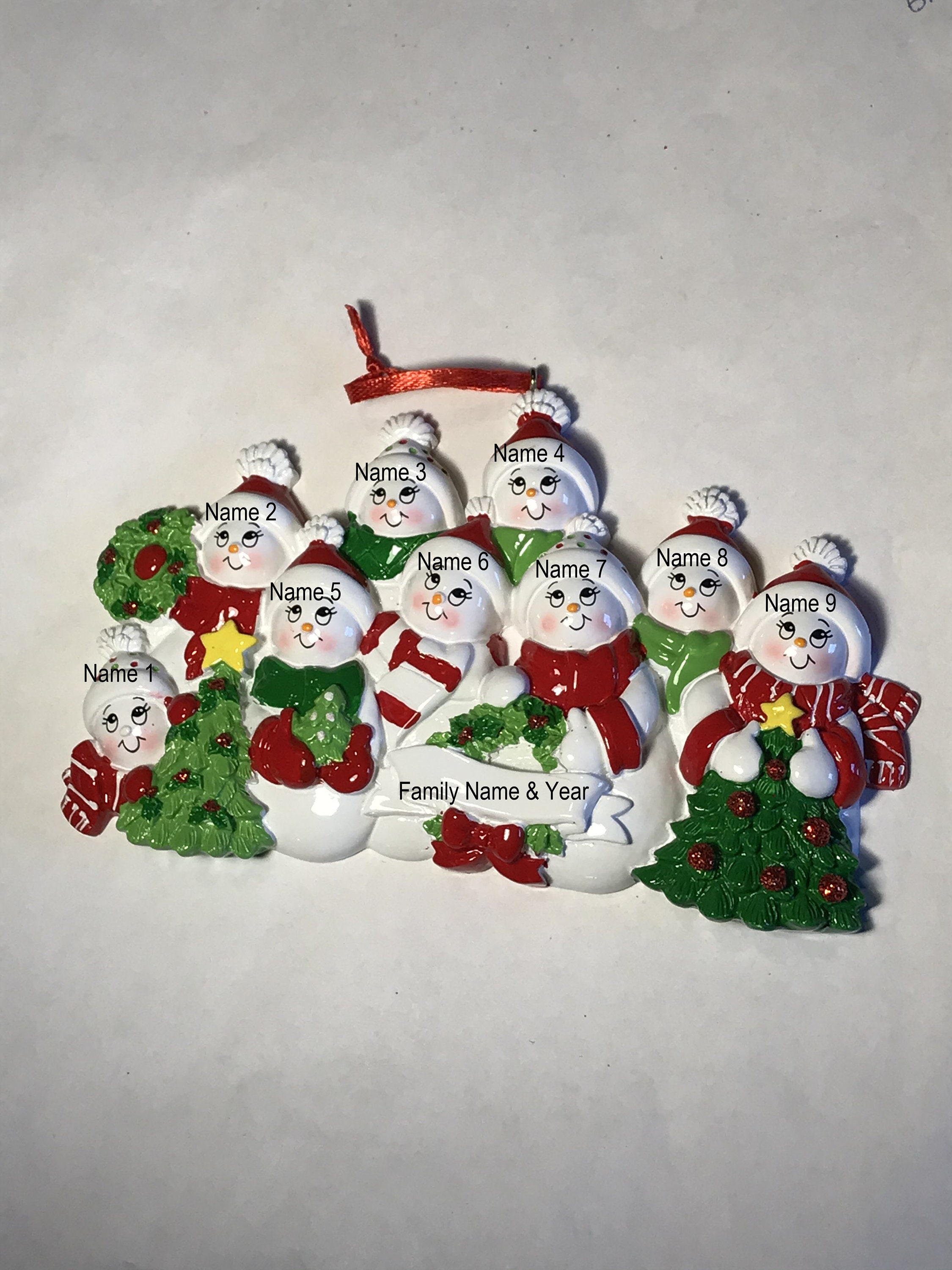 Personalized Snow Family Ornament, Family of 9 - Etsy