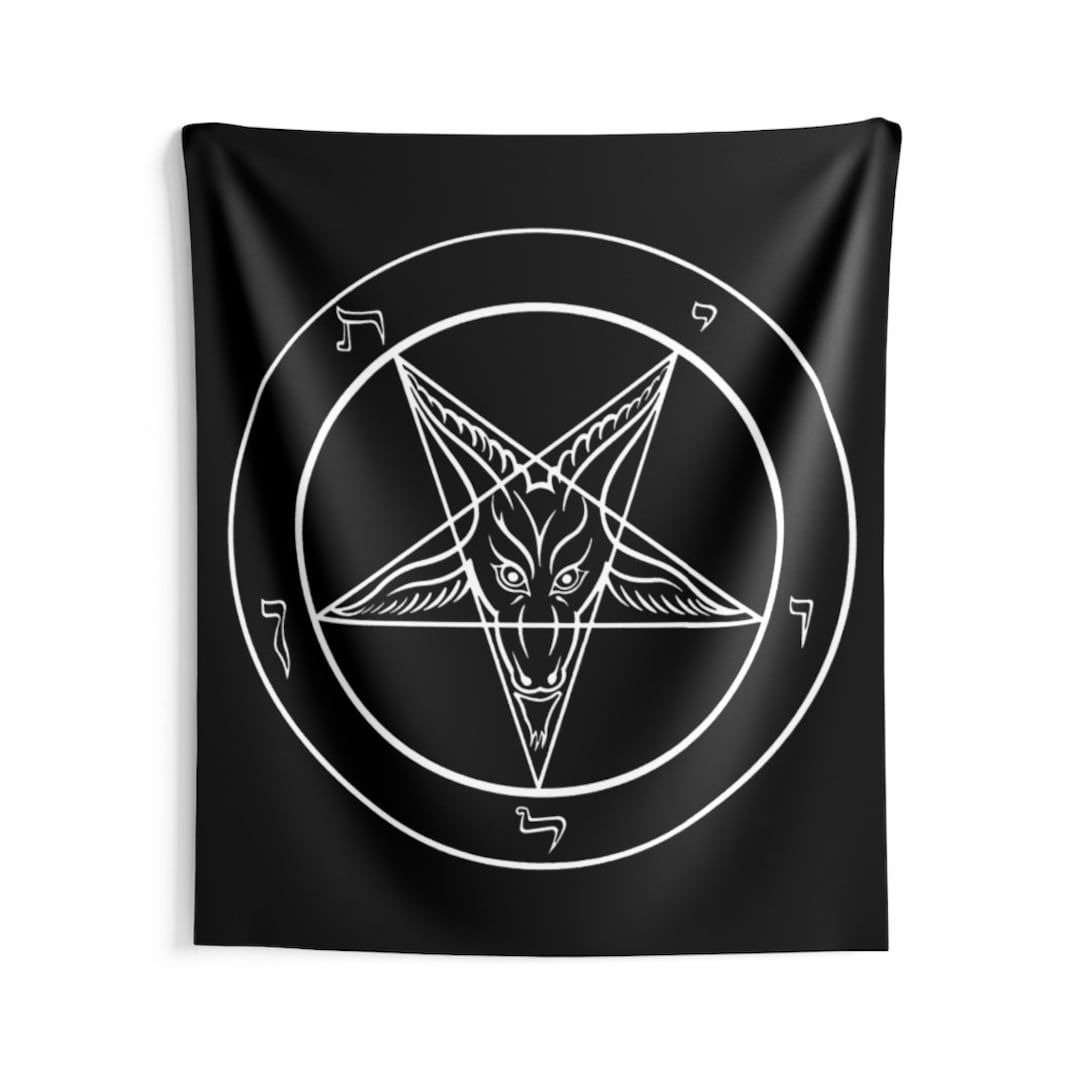 Pentagram Baphomet Tapestry Goat Hexagram Flag | Satanic, Luciferian ...