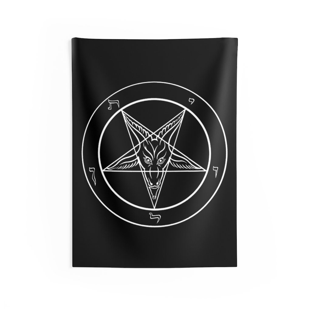 Pentagram Baphomet Tapestry Goat Hexagram Flag Satanic | Etsy