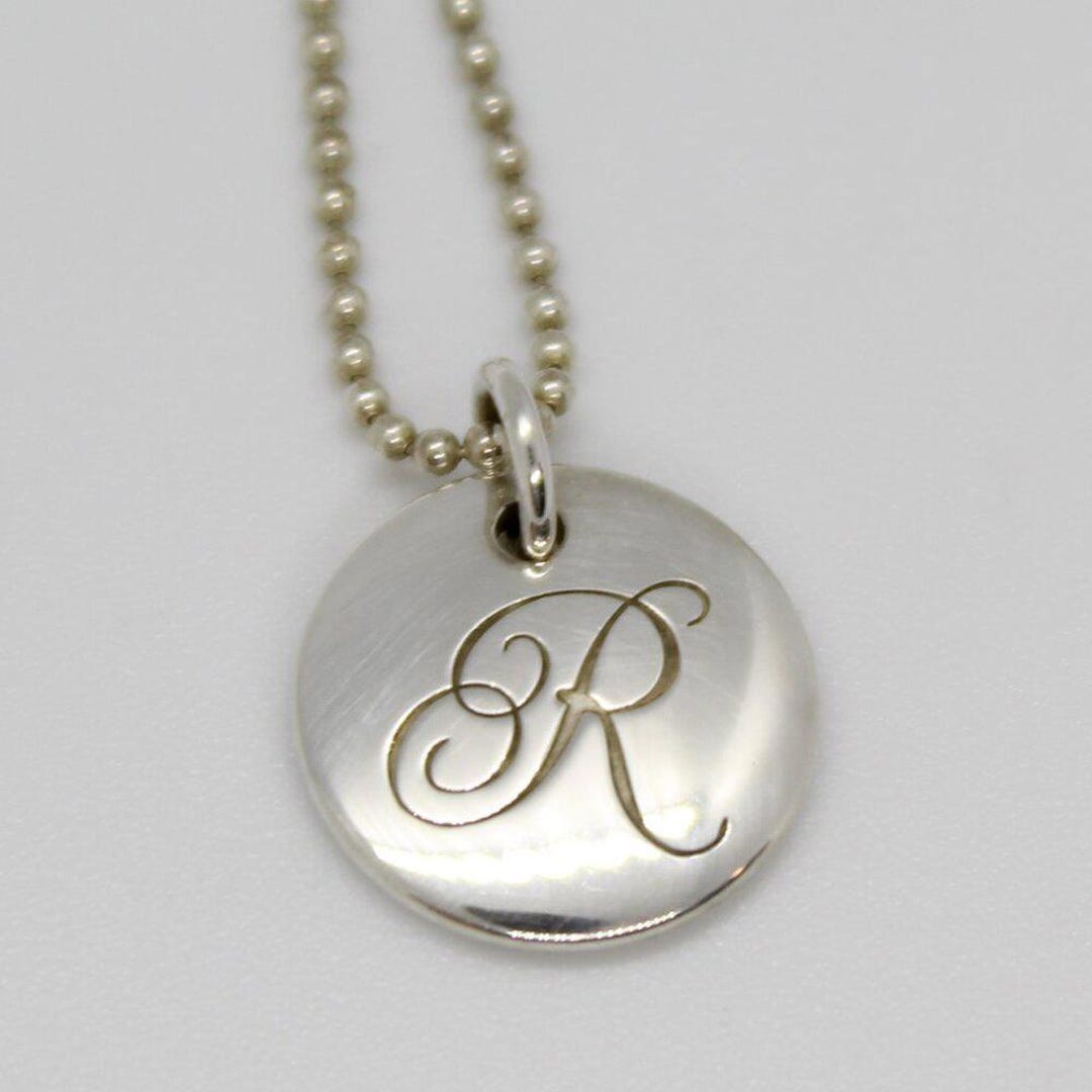 Tiffany Silver Letter R Round Notes Pendant W/ Bead Chain - Etsy