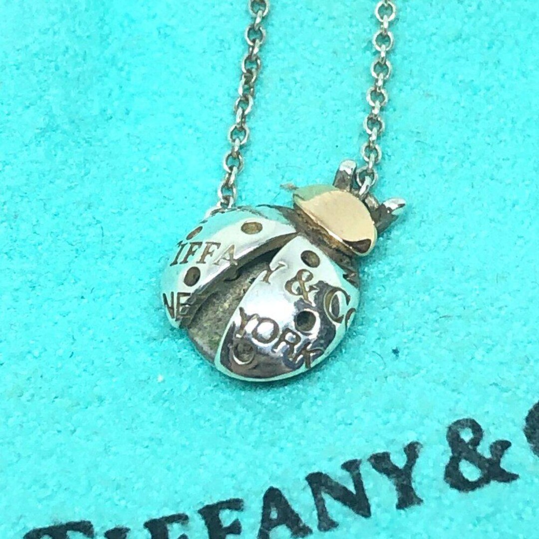 Tiffany Co Sterling Silver 18k Gold Ladybug Necklace Pendant 18-16 Inch ...