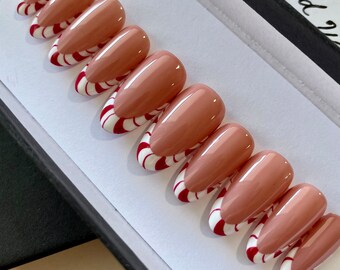 Acrylic Peppermint Nail Art - Etsy