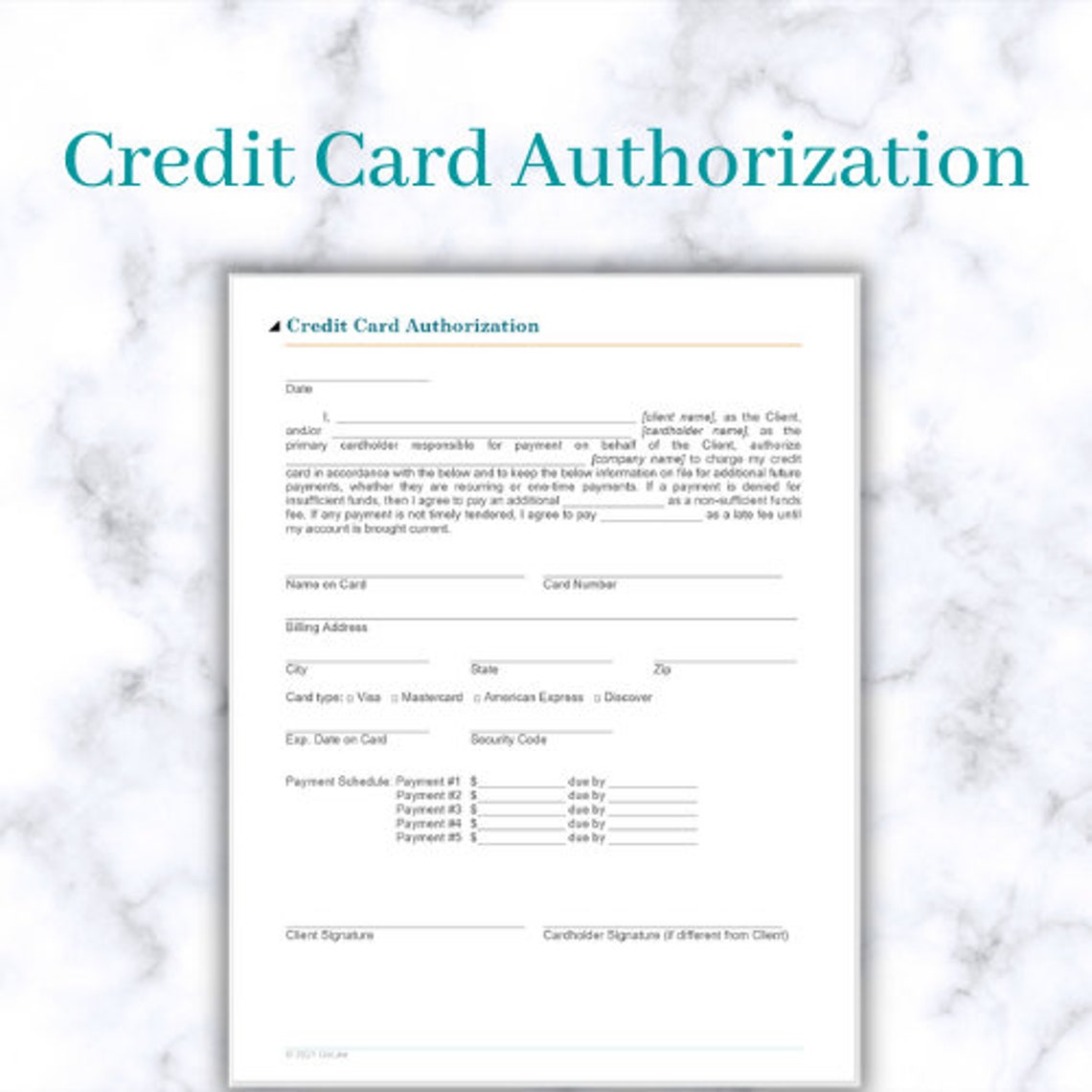 Client Intake Form Small Business Customer File and Credit | Etsy