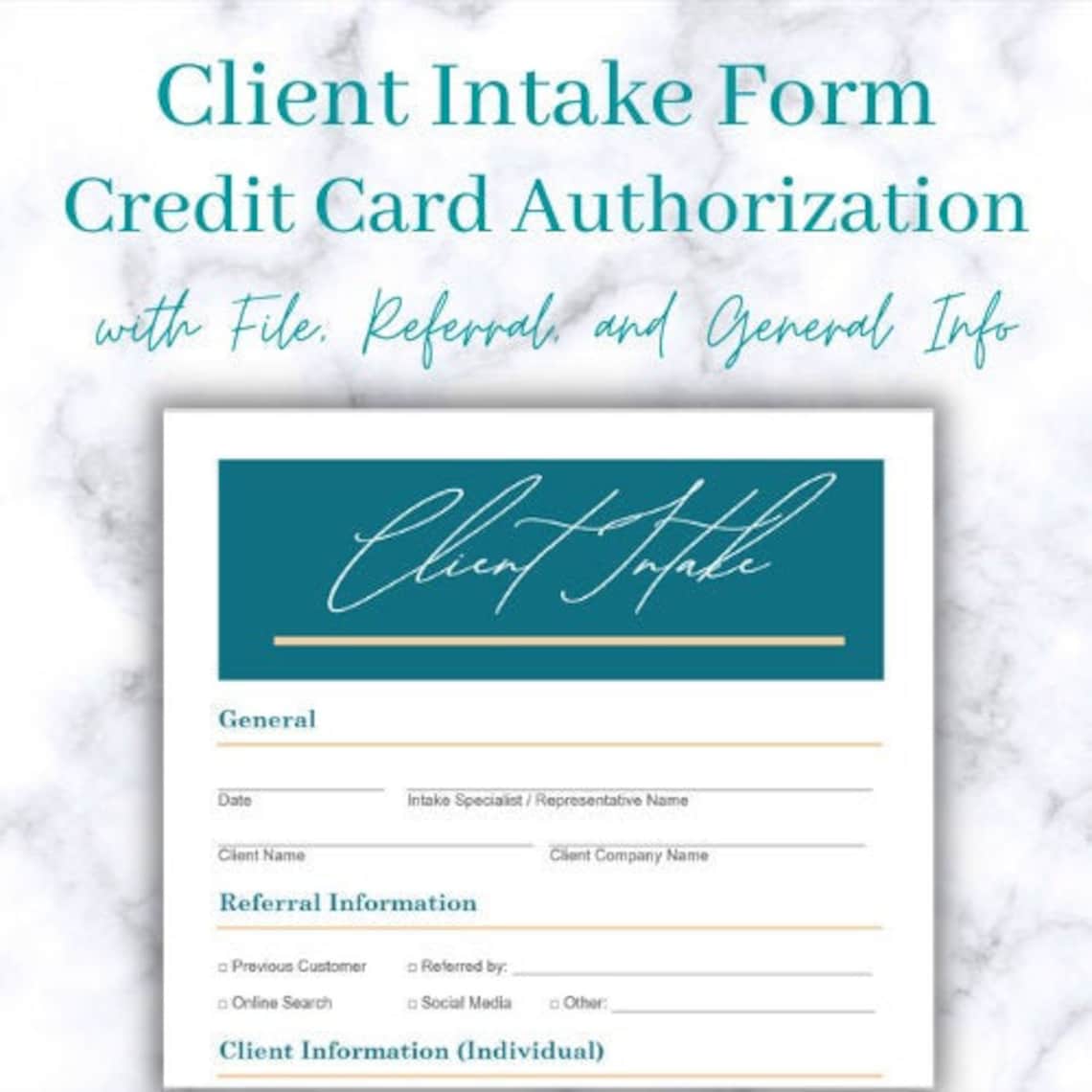 Client Intake Form, Small Business Customer File, and Credit Card ...