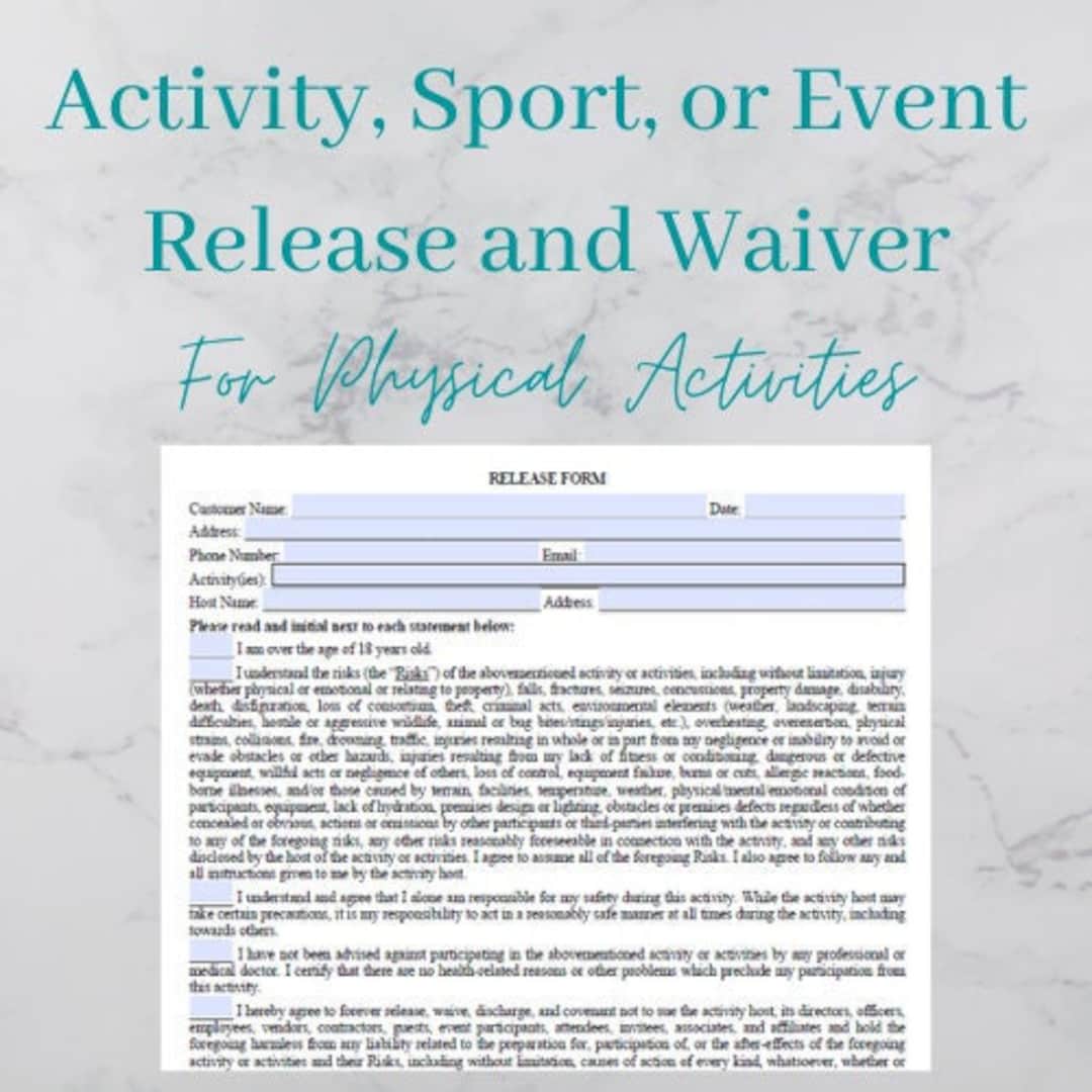 Release Form activity, Event, Sport, Exercise, Yoga General Disclosure ...