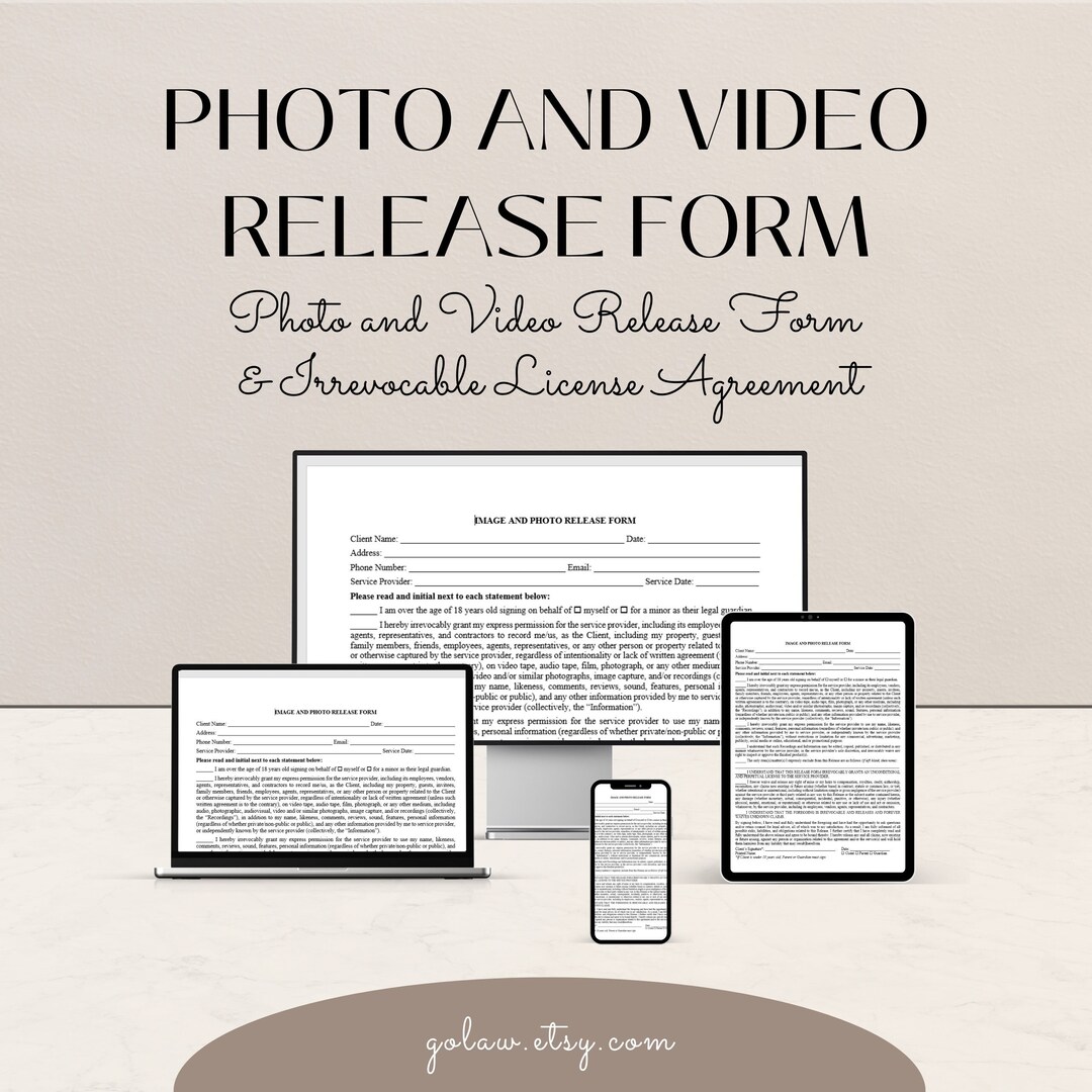 Photo Release Form, Image Release, Video Release, Photography Release ...