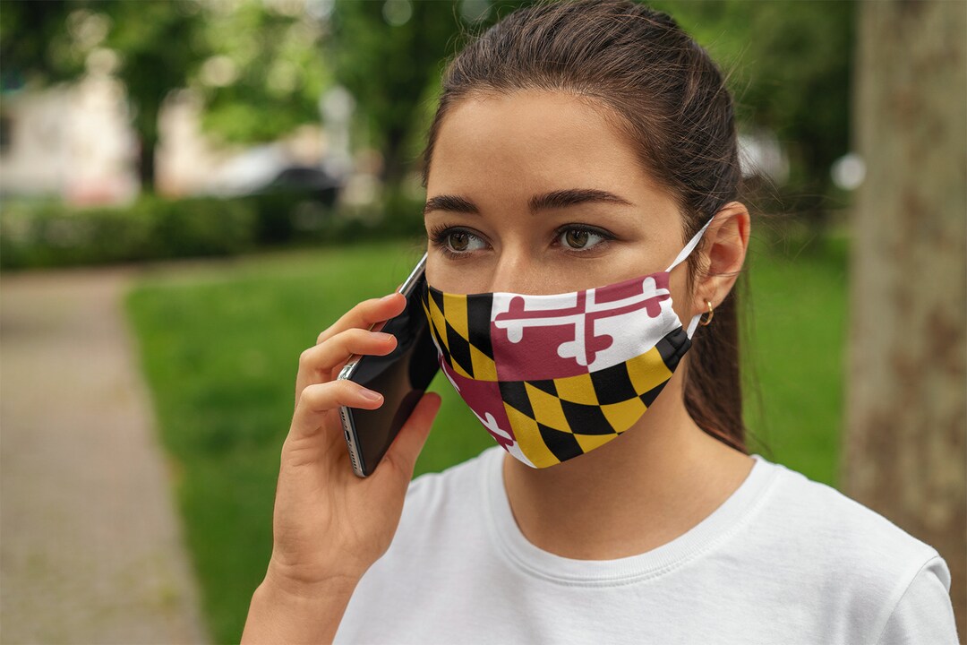 Reusable Maryland Flag Fabric Face Mask | Flag of Maryland Elasticated ...