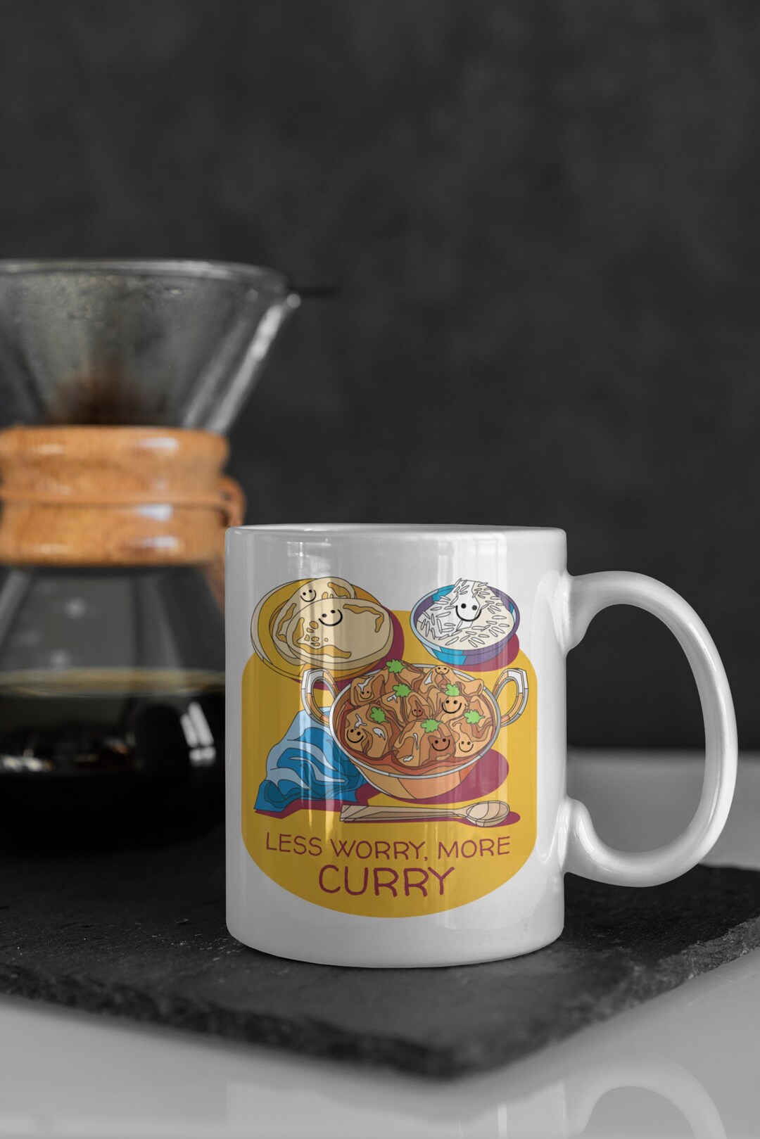 Less Worry More Curry Mug 11oz 330ml Indian Curry Gift Ideas - Etsy