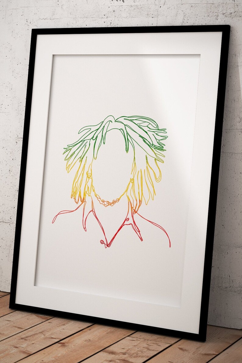 Bob Marley, Rasta, Digital, One Line Drawing, Giclée - Etsy