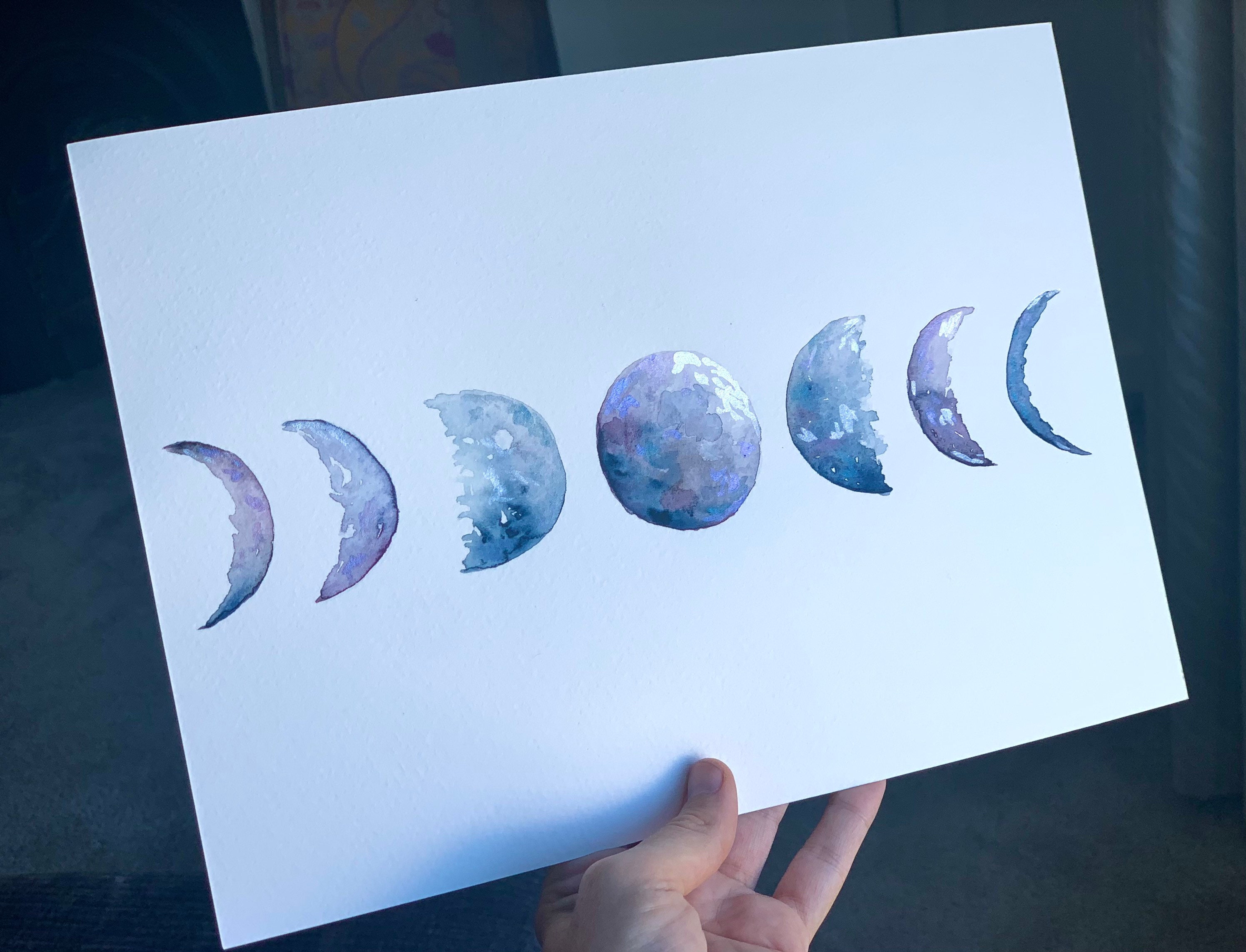 Original Moon Phase watercolour painting | Etsy
