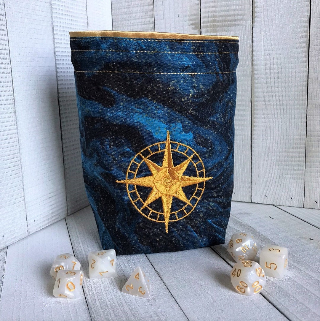 Star Compass Dice Bag, Embroidered, Reversible Pouch, Celestial, DnD ...