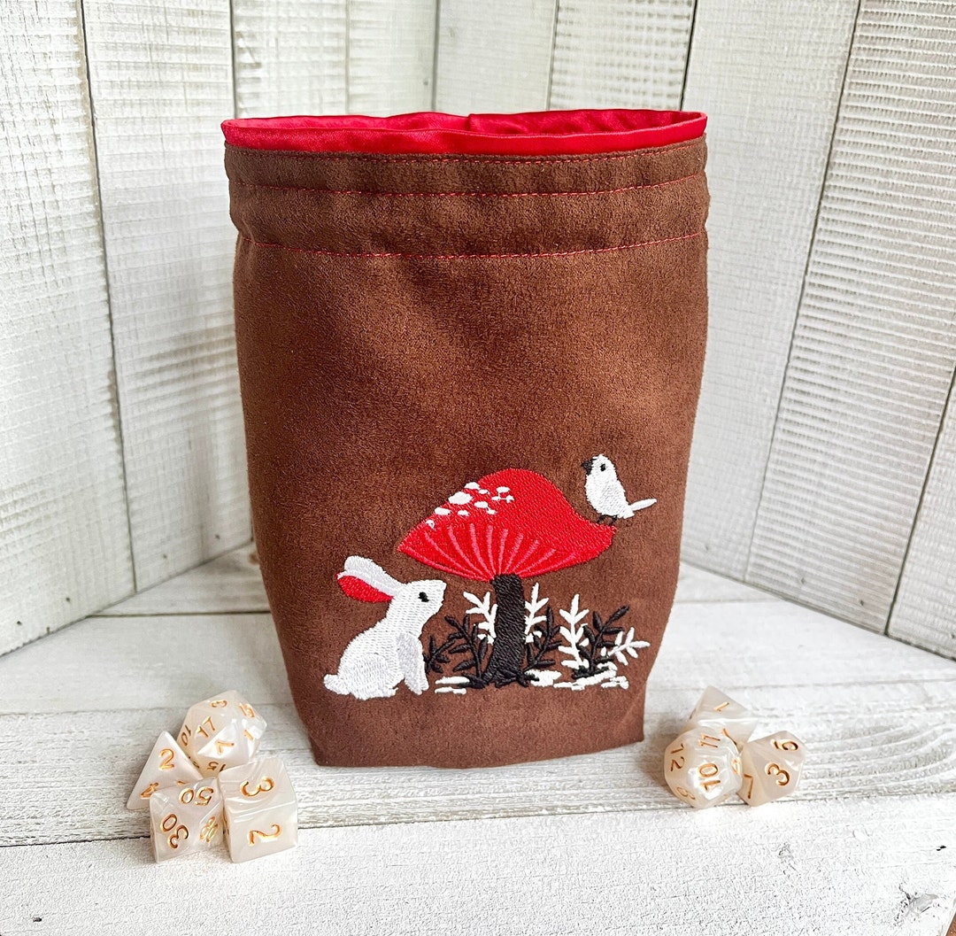 Embroidered Mushroom Dice Bag: Reversible Microsuede RPG Pouch - Etsy