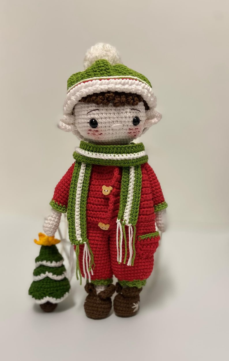 Crochet Christmas Elf Doll Pattern, Tree, Hat, Scarf (PDF) - Etsy