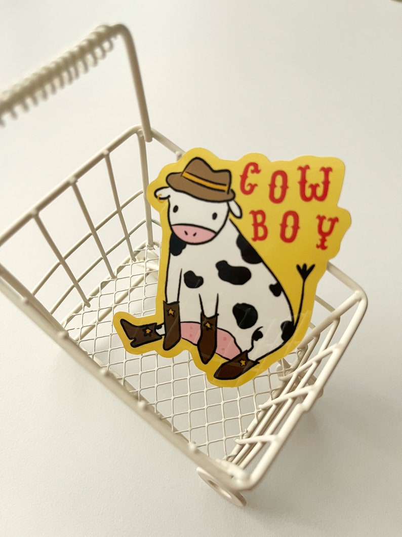 Cow Sticker, Vinyl Waterproof Sticker, Cute Stickers for Notebooks ...