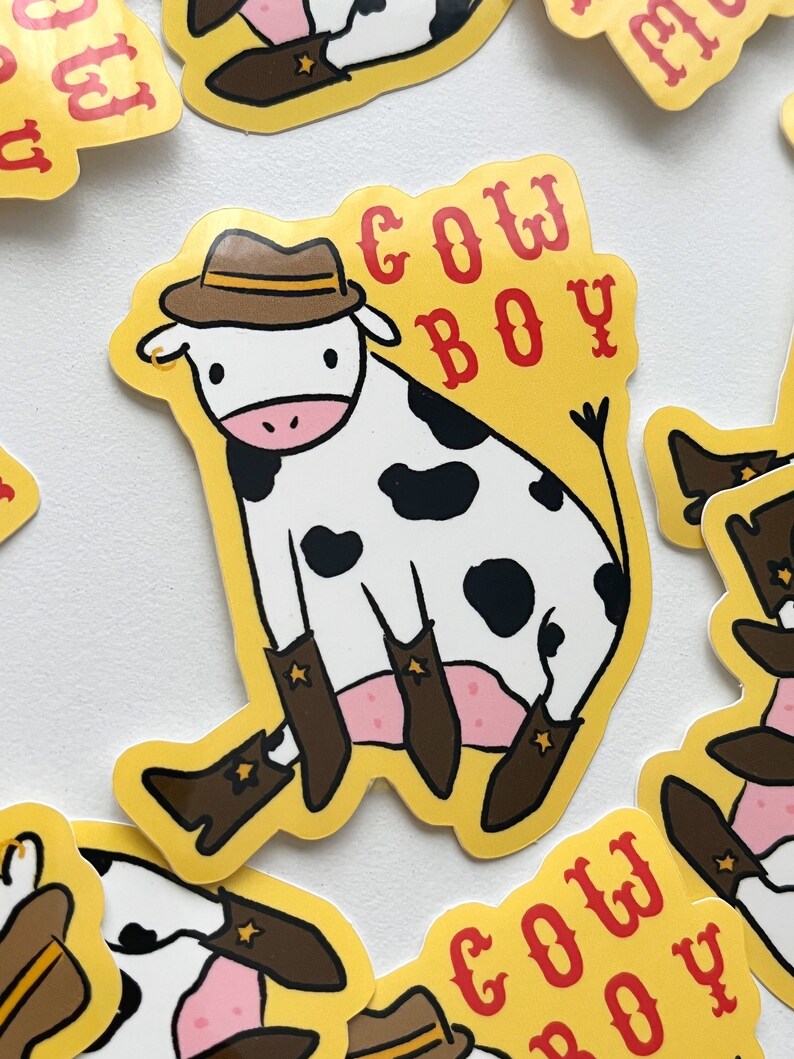 Cow Sticker, Vinyl Waterproof Sticker, Cute Stickers for Notebooks ...