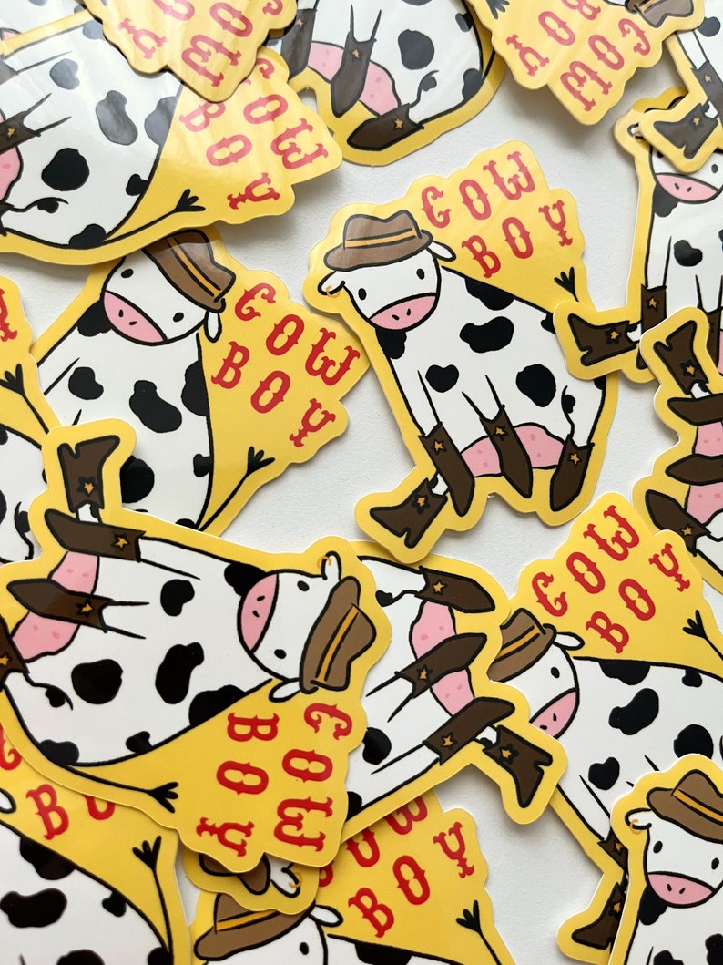 Cow Sticker, Vinyl Waterproof Sticker, Cute Stickers for Notebooks ...