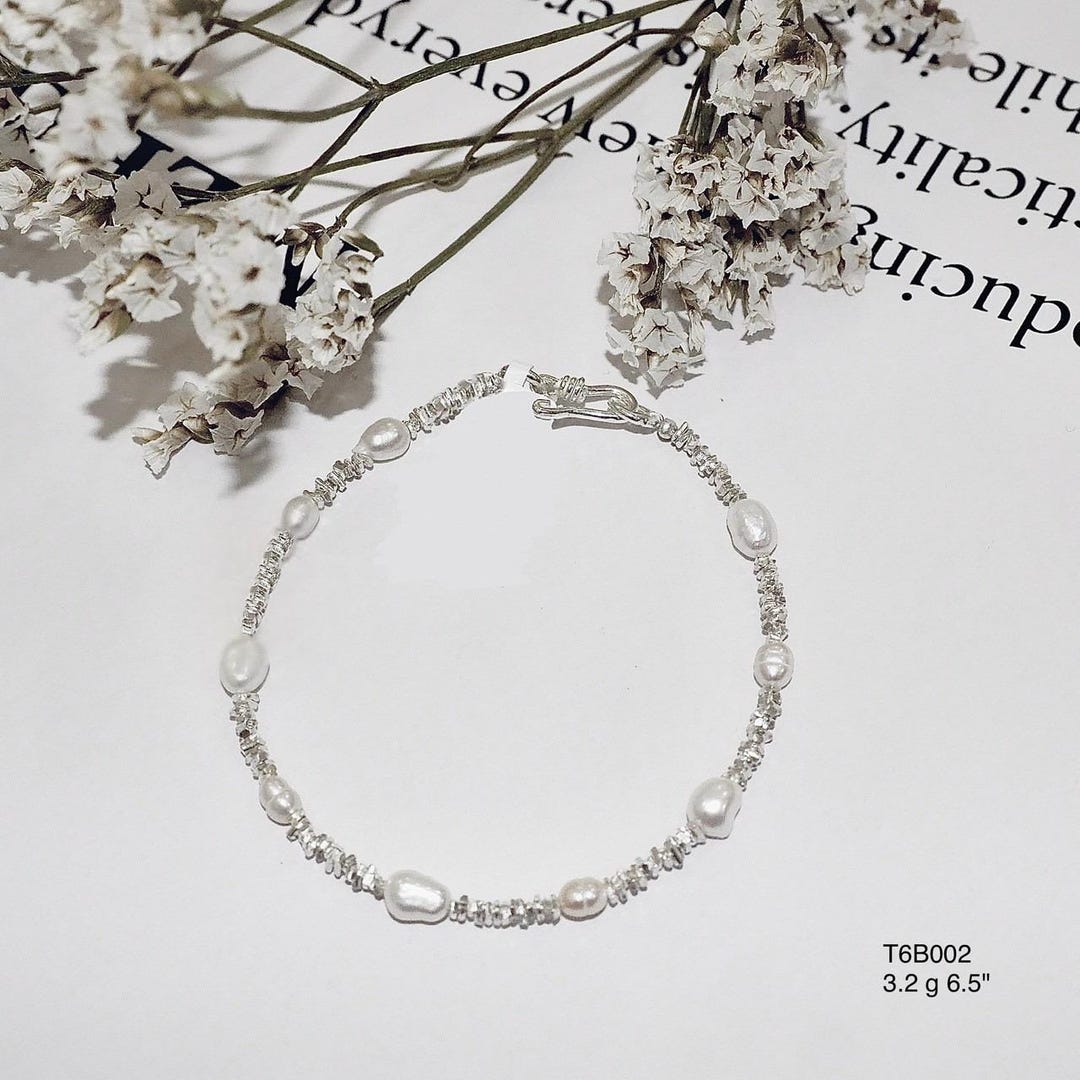 Karen Hill Tribe Silver & Pearl Bracelet | 98% Pure Silver | Dainty ...