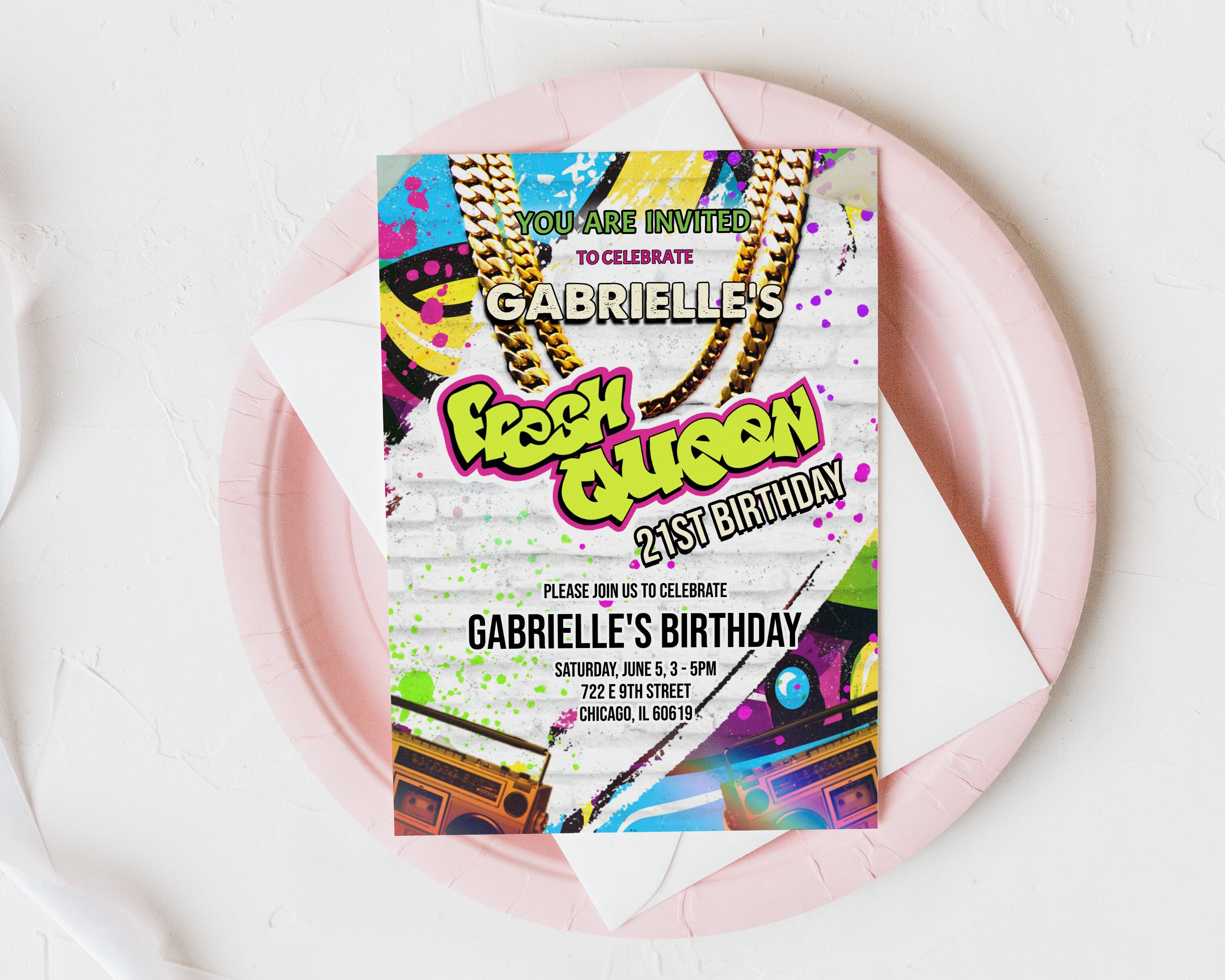 Graffiti 80s 90s Retro Printable Invitation Urban Retro - Etsy