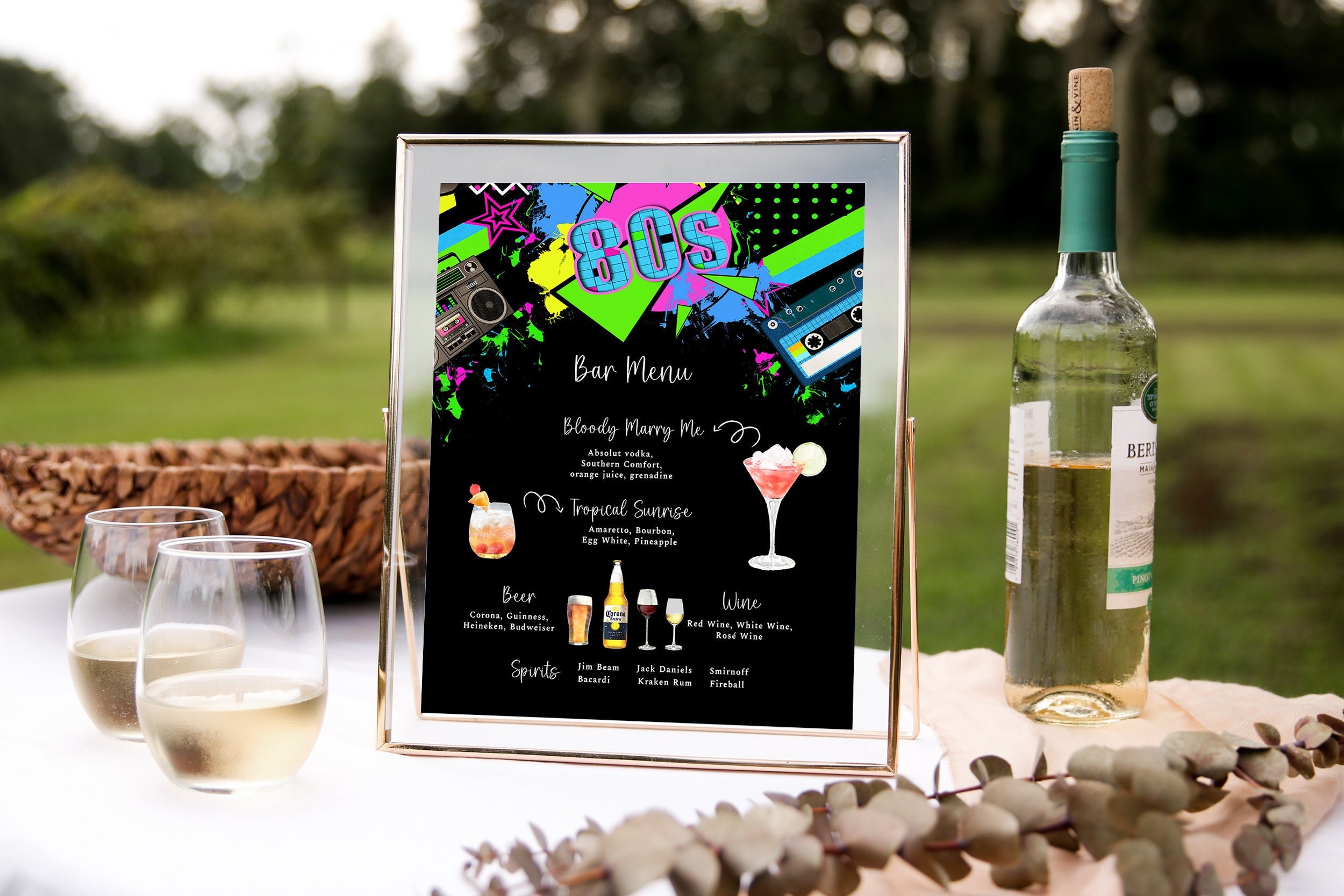 80s Bar Menu Sign Signature Drinks Sign Chalkboard Design - Etsy