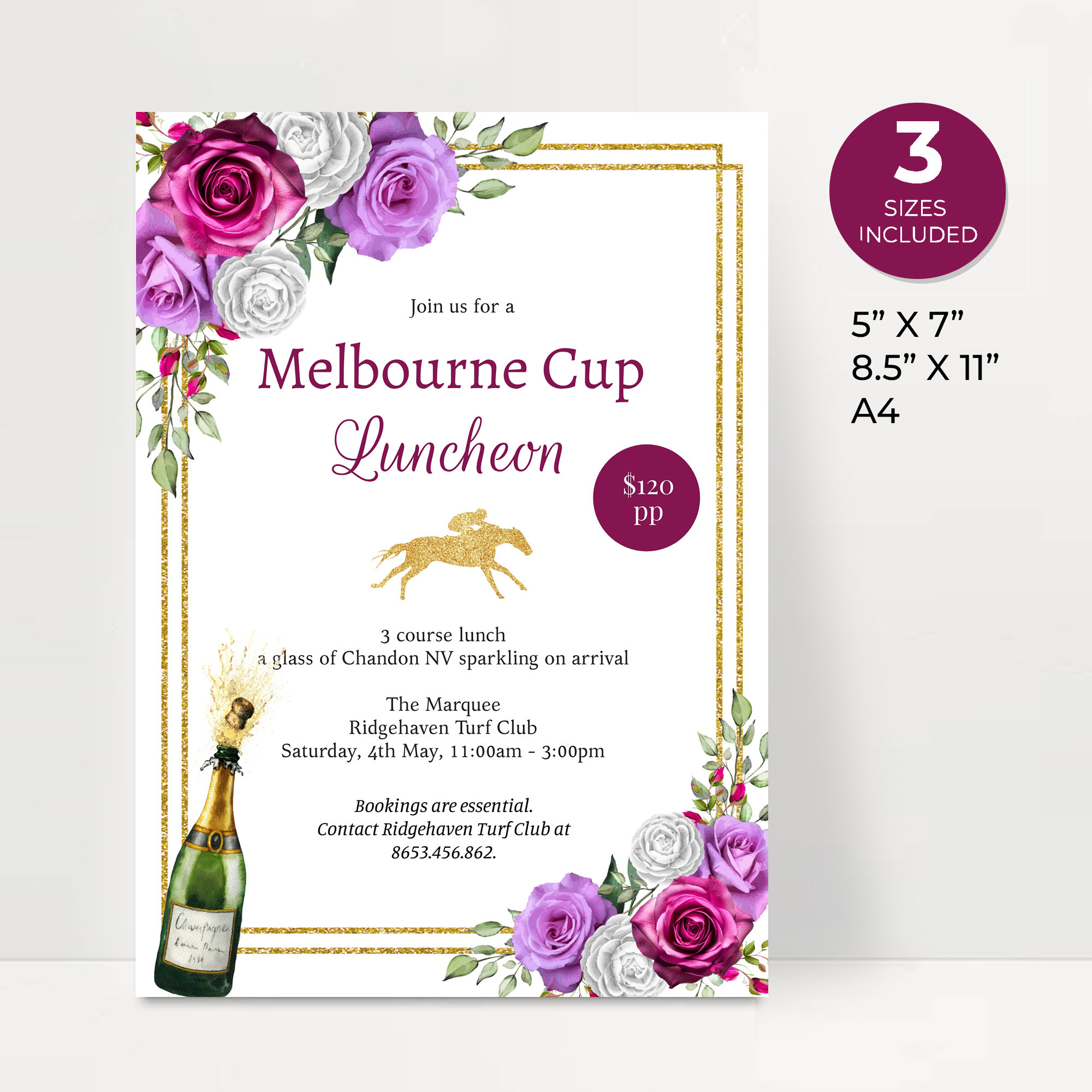 Melbourne Cup Luncheon Invitation, Derby Day, Luncheon Flyer, Horse ...