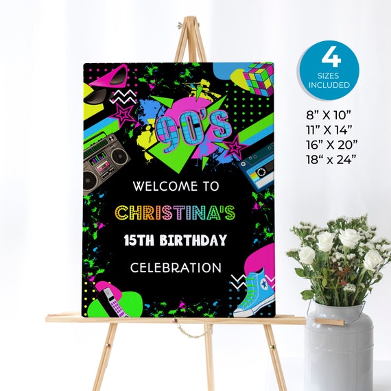 90s Birthday Welcome Sign 90s Theme Poster 90s Custom Sign | Etsy UK