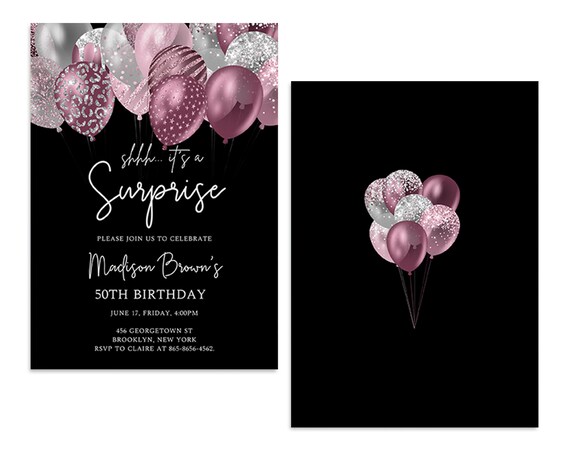 Invitaciones De Cumpleaños Con Purpurina Rosa Y Plateada 225 Mil