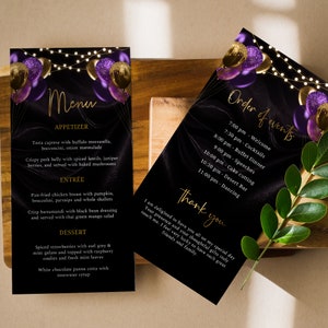 Purple and Gold Balloons Birthday Program, Birthday Program Template ...