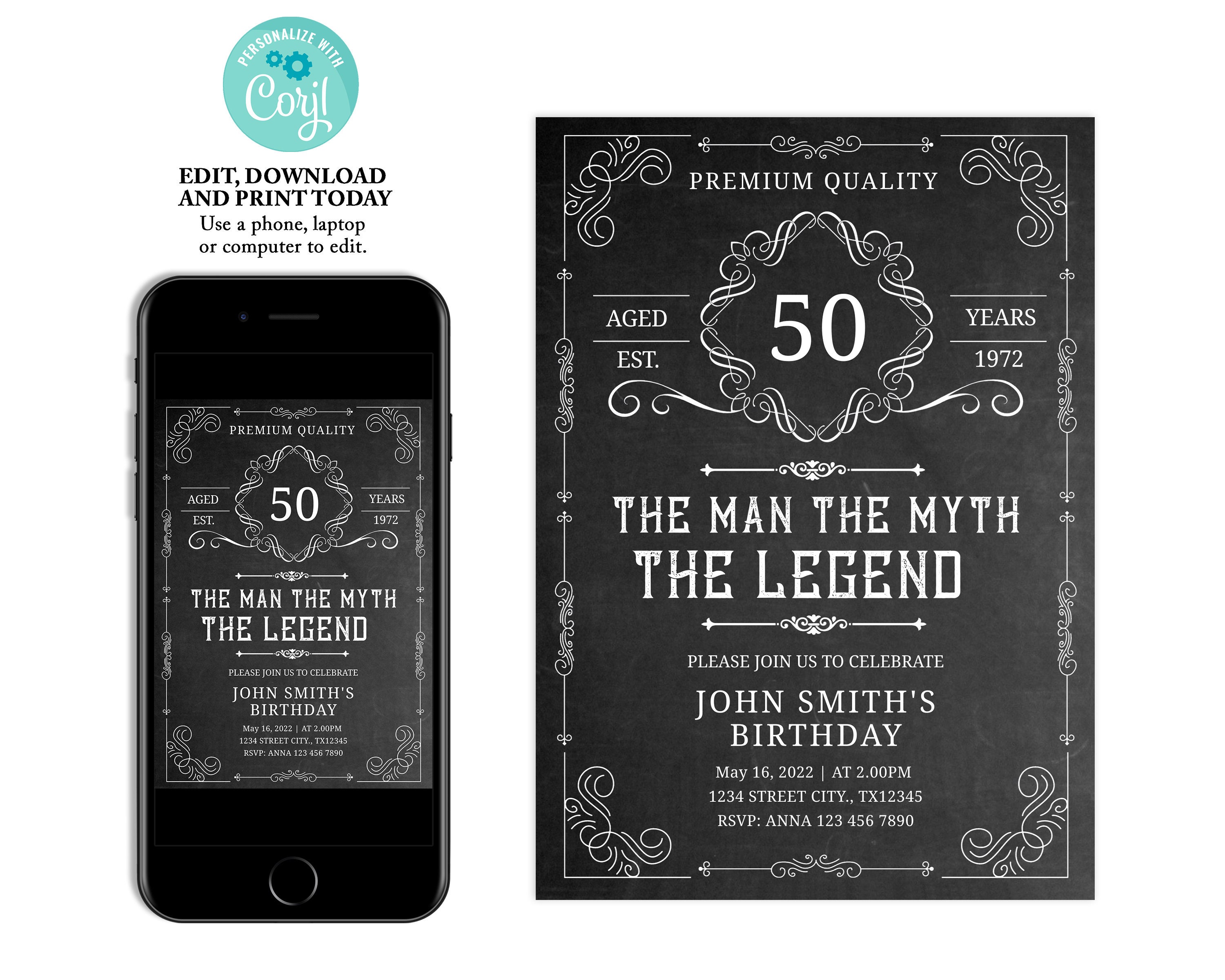 The Man the Myth the Legend Invitation Birthday Invitation - Etsy