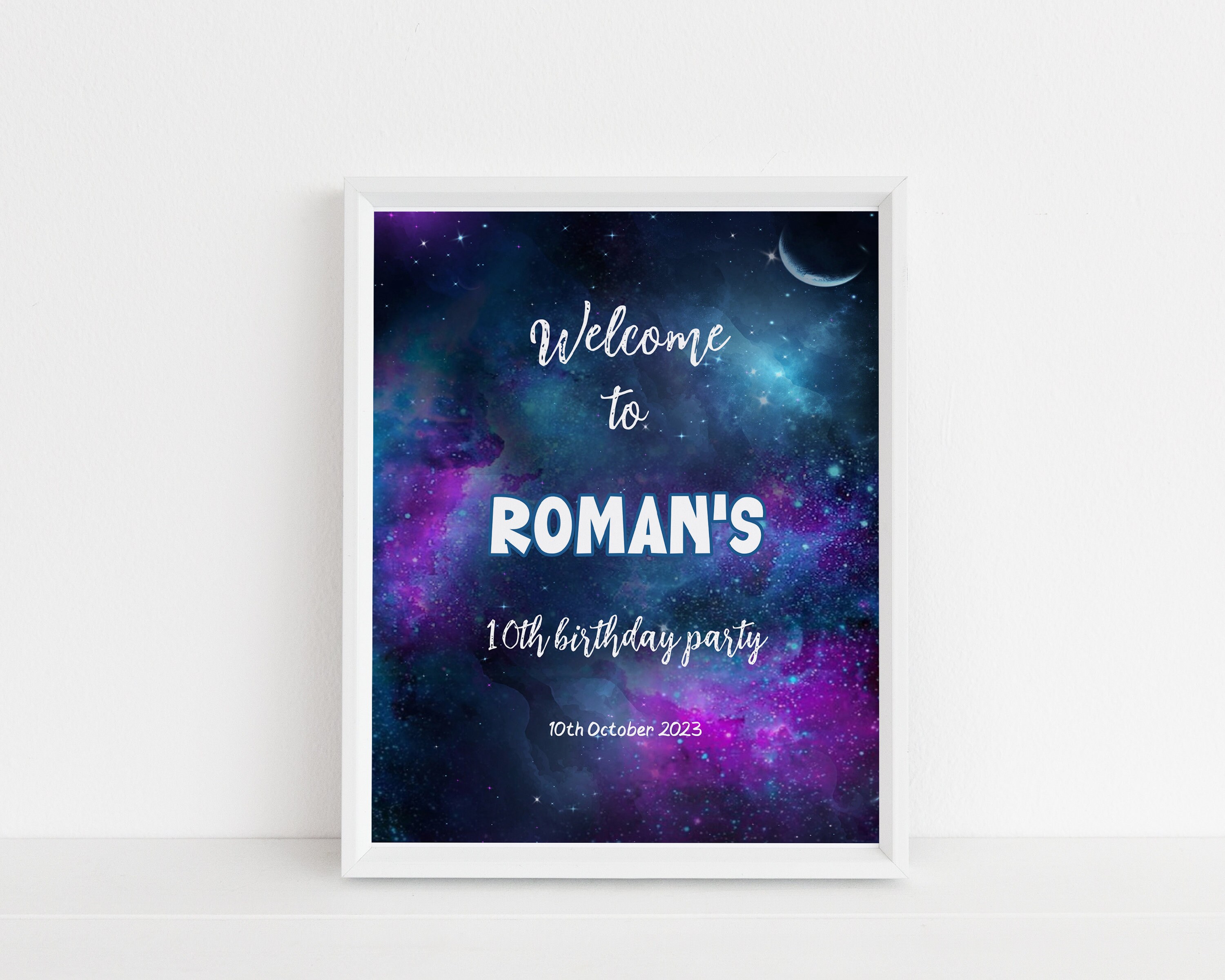Galaxy Welcome Sign Space Party Custom Sign Cosmic Birthday - Etsy