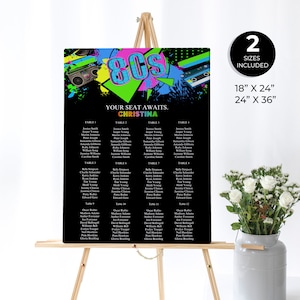 80s Birthday Seating Sign, 80s Seating Chart, 80s Custom Sign, Back to ...
