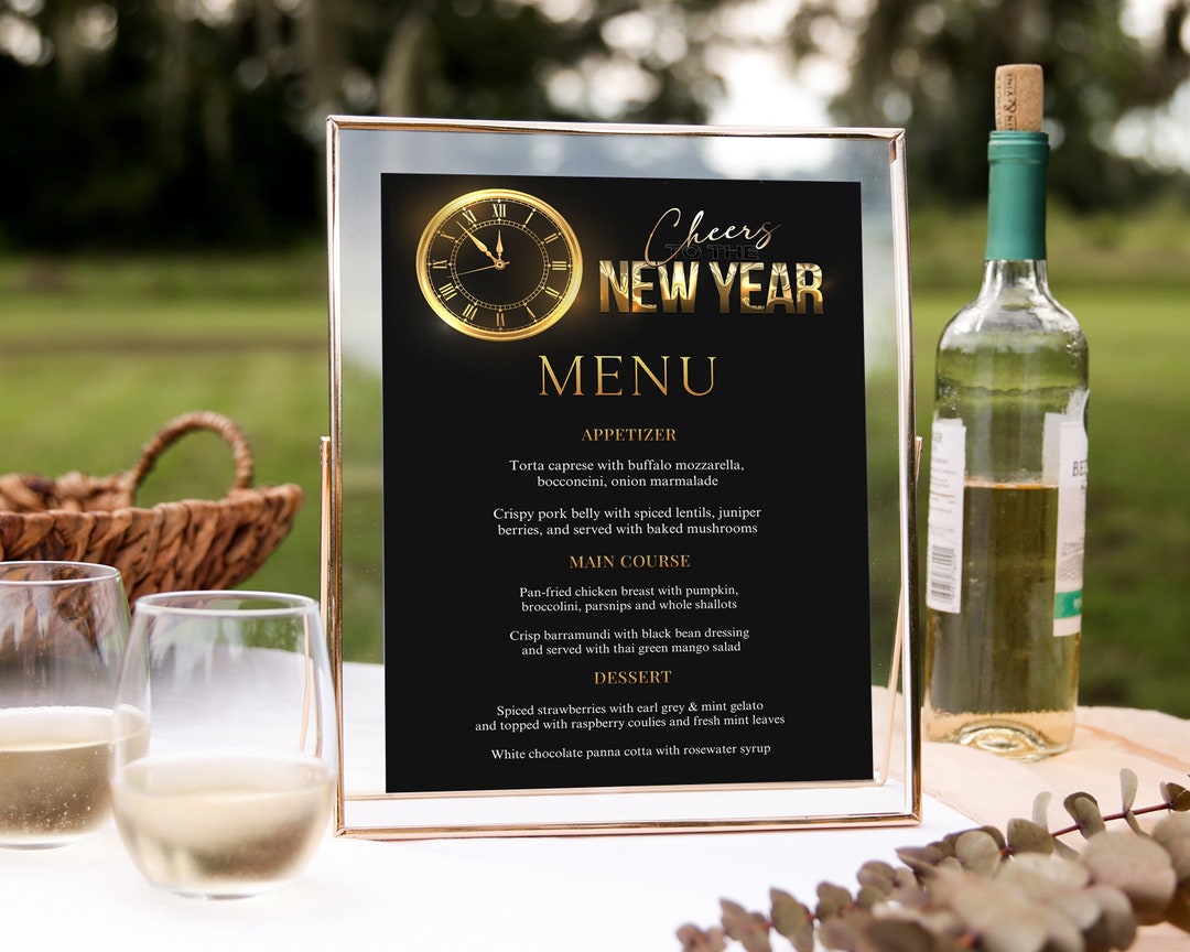 New Year Menu Template, Holiday Menu Template, New Year Menu Planner ...
