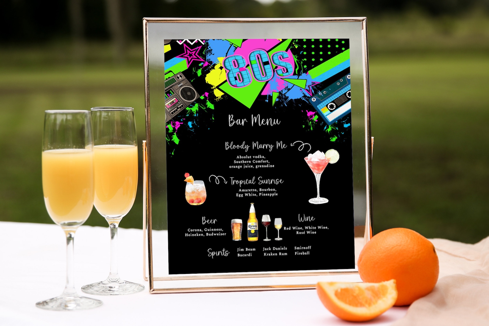 80s Bar Menu Sign, Signature Drinks Sign, Chalkboard Design Menu Bar ...