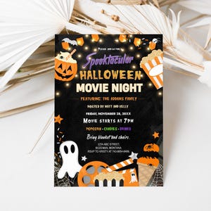 Editable Halloween Movie Night Invitation, Halloween Backyard Party ...