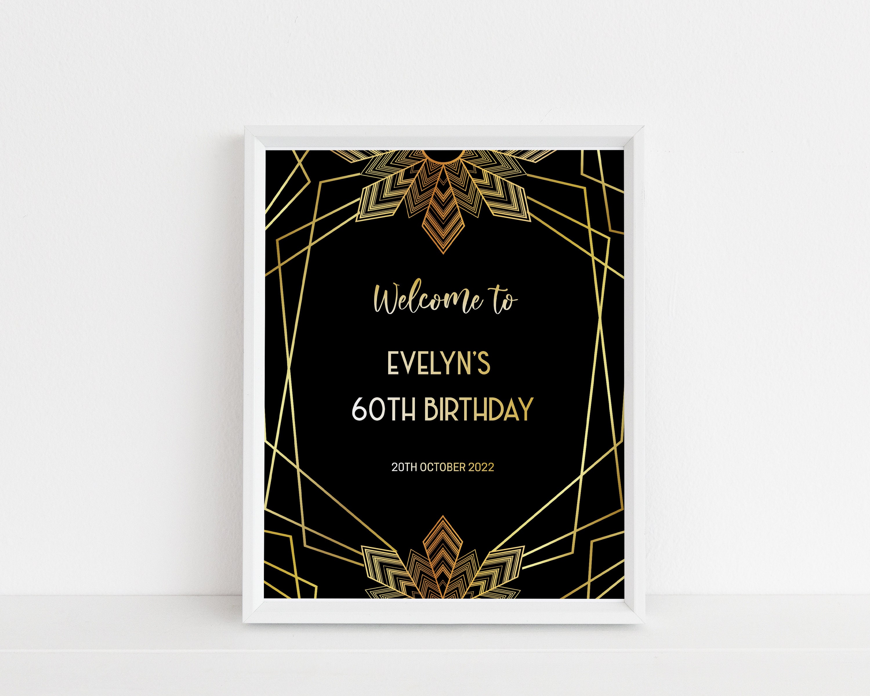 Great Gatsby Welcome Sign Roaring 20s Gold & Black Birthday - Etsy